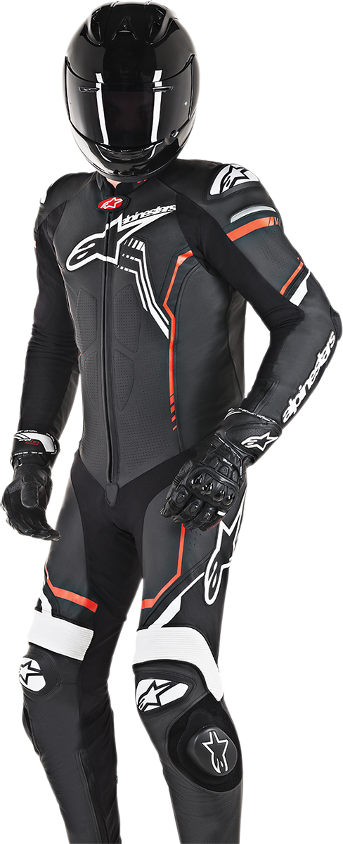 ALPINESTARS GP Plus v2 1-Piece Leather Suit - Black/Red Fluorescent ...